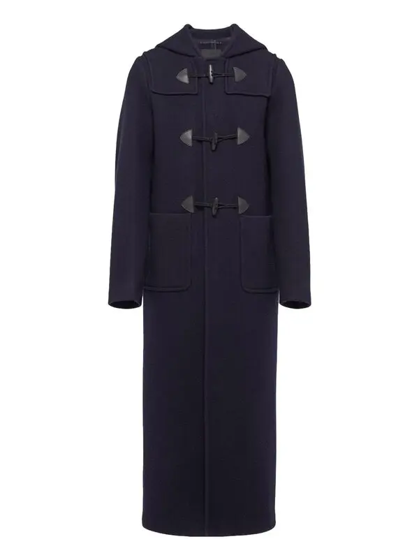 Prada Double-breasted Wool Duffle Coat - Black