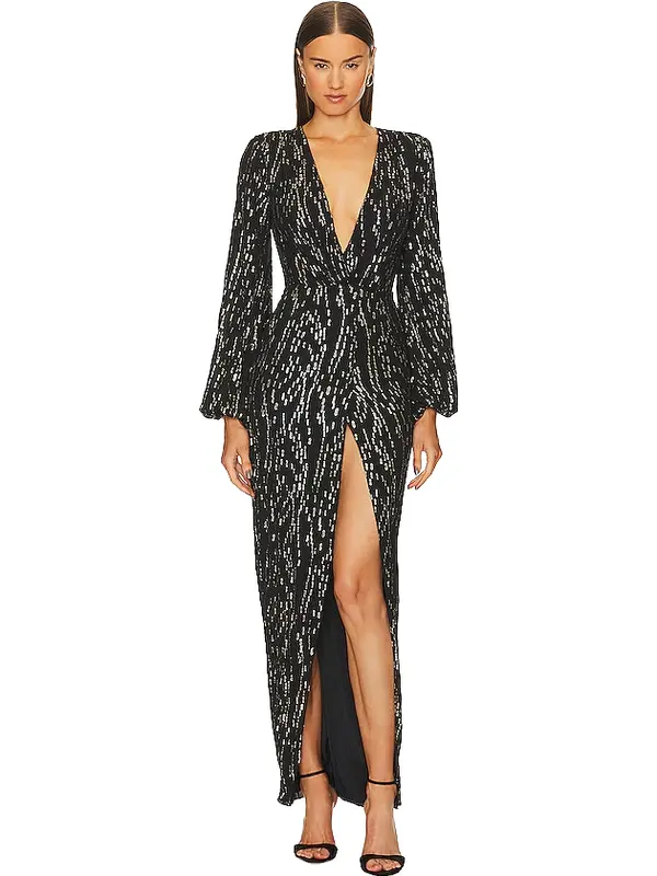 MICHAEL COSTELLO X Oberon Gown - Black & Gold