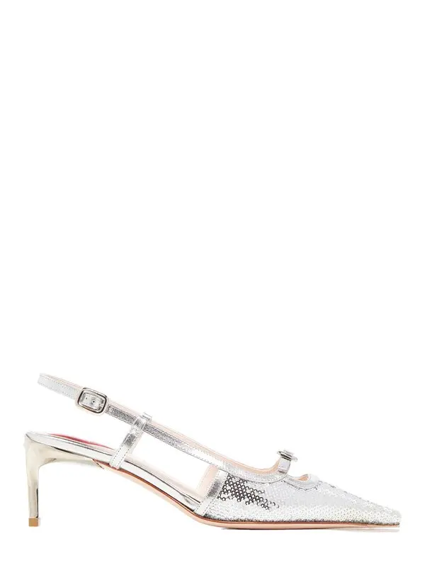 ROGER VIVIER Sequined Slingback Pumps - White