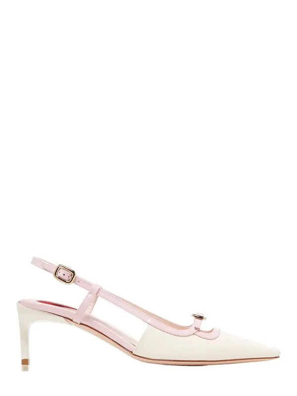 ROGER VIVIER Mini-buckle Patent Leather Slingback Pumps - White