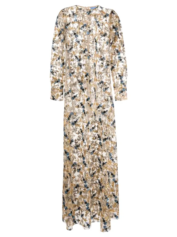 MACGRAW Soiree Floral-embroidered Dress - Multicolour