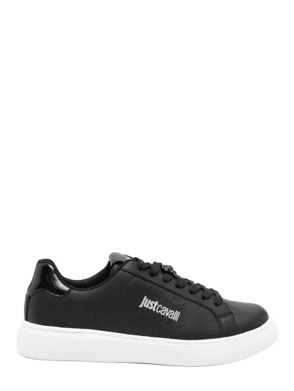 Just Cavalli Tiger Head-logo Leather Sneakers - Black