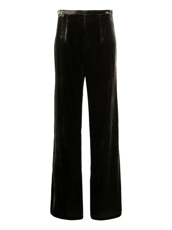 Le Kasha High-waisted Velvet Effect Flared Trousers - Brown