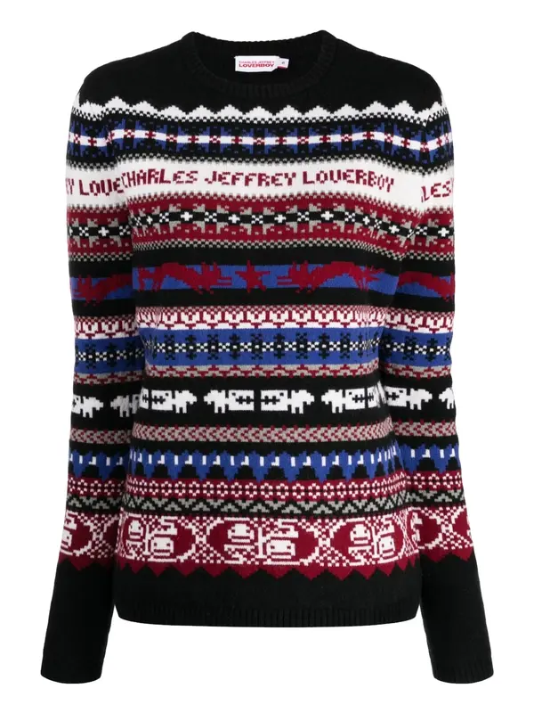 CHARLES JEFFREY Fair Isle-knit Crew-neck Jumper - Multicolour