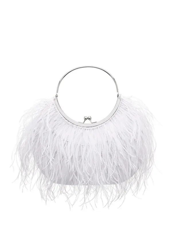 Nina Splash Feather Handbag - White