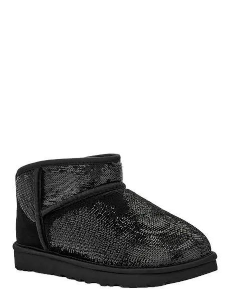 UGG Classic Ultra Mini Mirror Ball Boot - Black