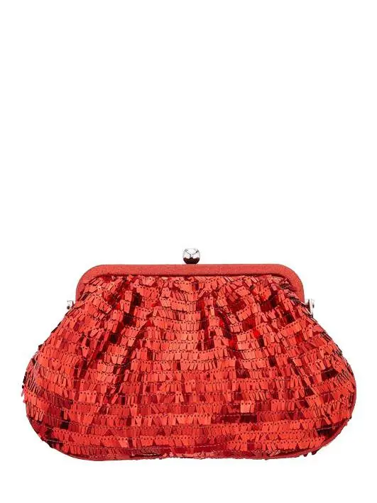 Nina June Sequin Frame Clutch - Red