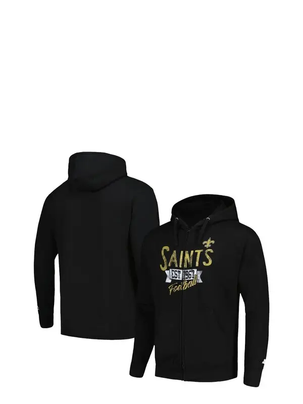 STARTER New Orleans Saints Post Season Full-zip Hoodie - Black