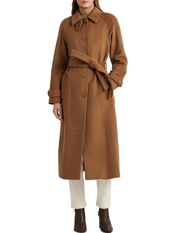 Ralph Lauren Wool Blend Trench Coat - New Vicuna