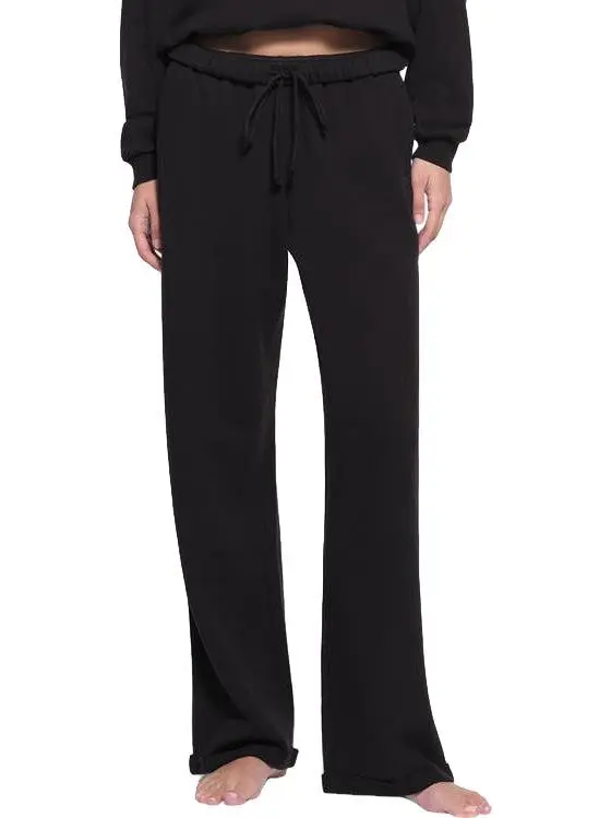 SKIMS Cotton Blend Fleece Straight Leg Pants - Onyx