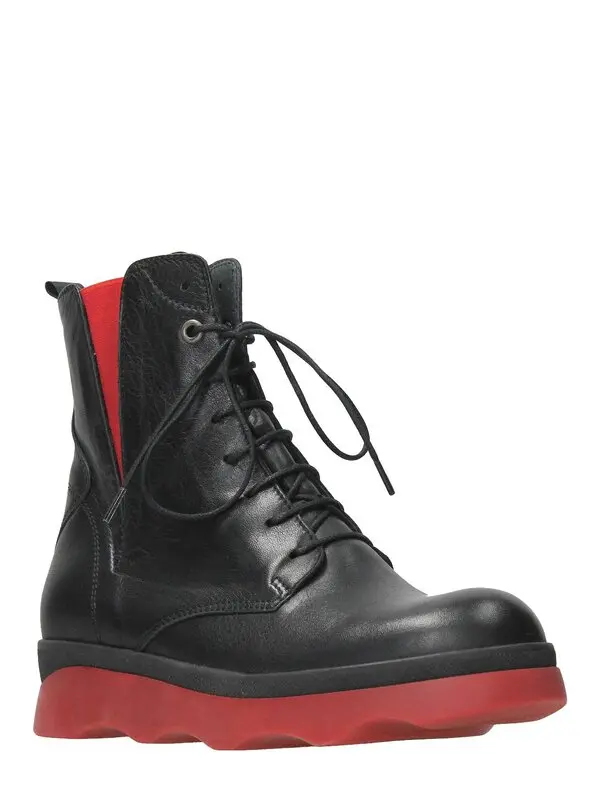 WOLKY Akita Water Resistant Combat Boots - Black-red