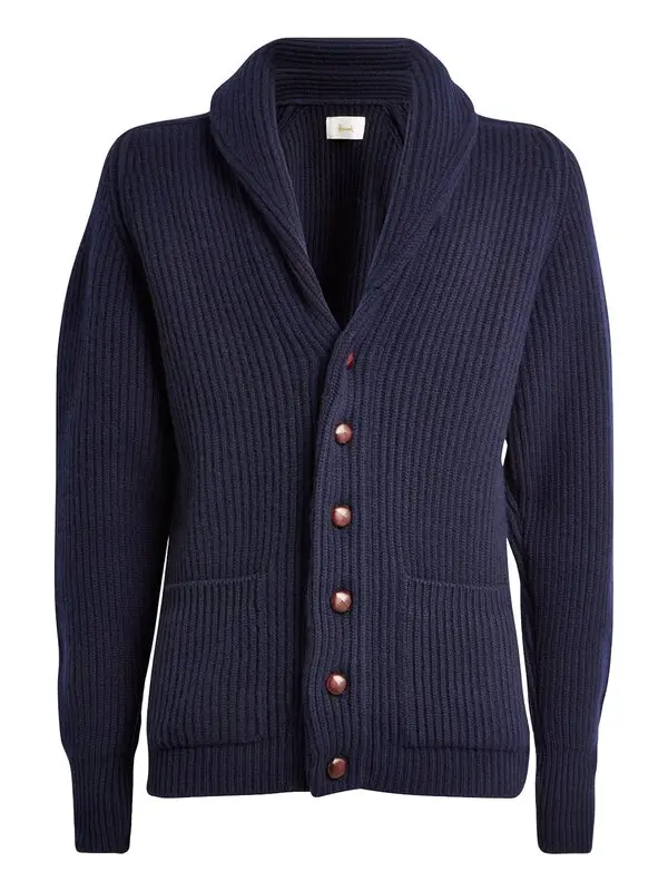 Harrods Cashmere Shawl-collar Cardigan - Navy