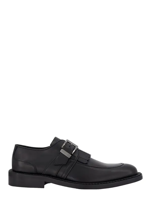 Karl Lagerfeld Paris Leather Fringe Monk Strap Loafers - Black
