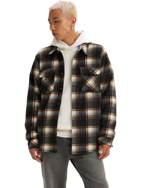 LEVI'S Microfleece Bonded Sherpa Shirt - Brown Combo