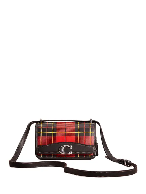 COACH® Restored Bandit Crossbody With Plaid Print - Silver/sport Red Multi