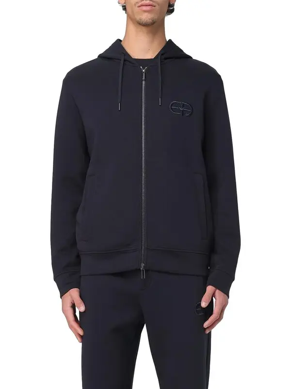 Emporio Armani Full Zip Hoodie With Logo Detail - Navy