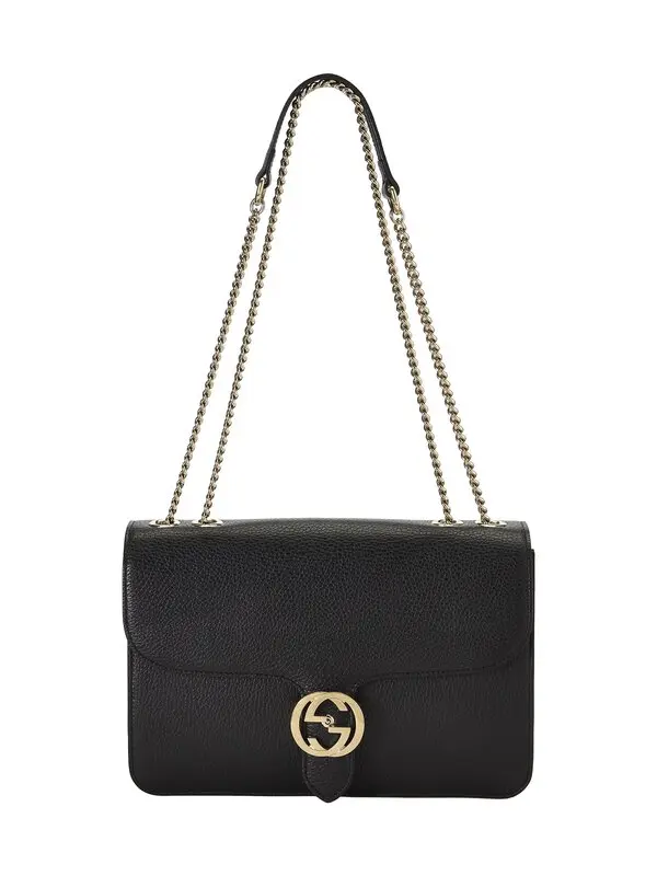 Gucci Leather Interlocking Crossbody Bag - Black