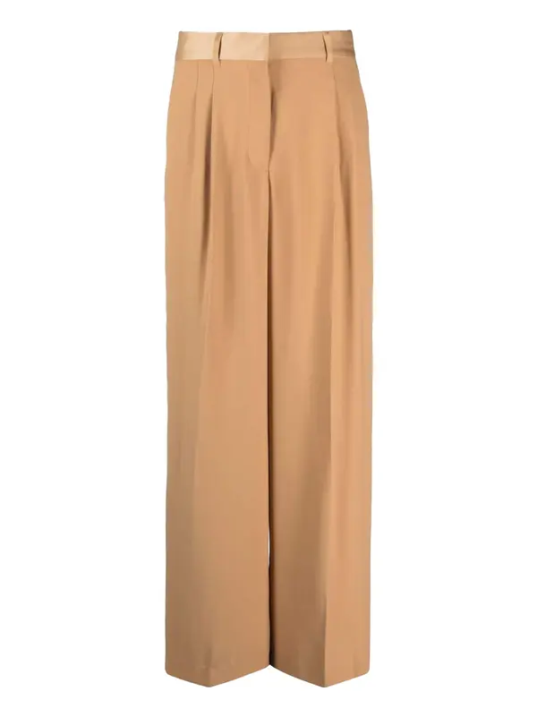 Dkny Pleat-detail Wide-leg Trousers - Brown