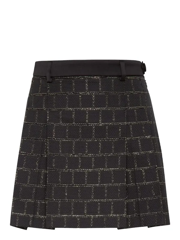 Philipp Plein Sartorial Pleated Jacquard Miniskirt - Black