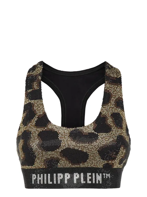 Philipp Plein Leopard-print Cropped Top - Black