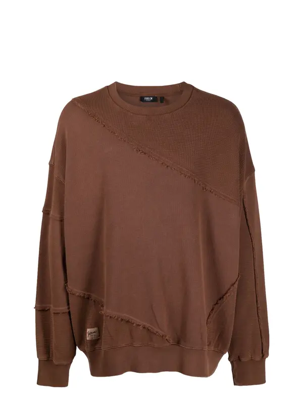 FIVE CM Embroidered Patchwork Sweatshirt - Brown