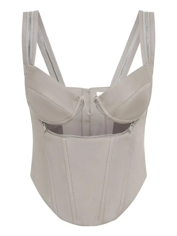 DION LEE Panelled Zipped Bustier Top - Grey