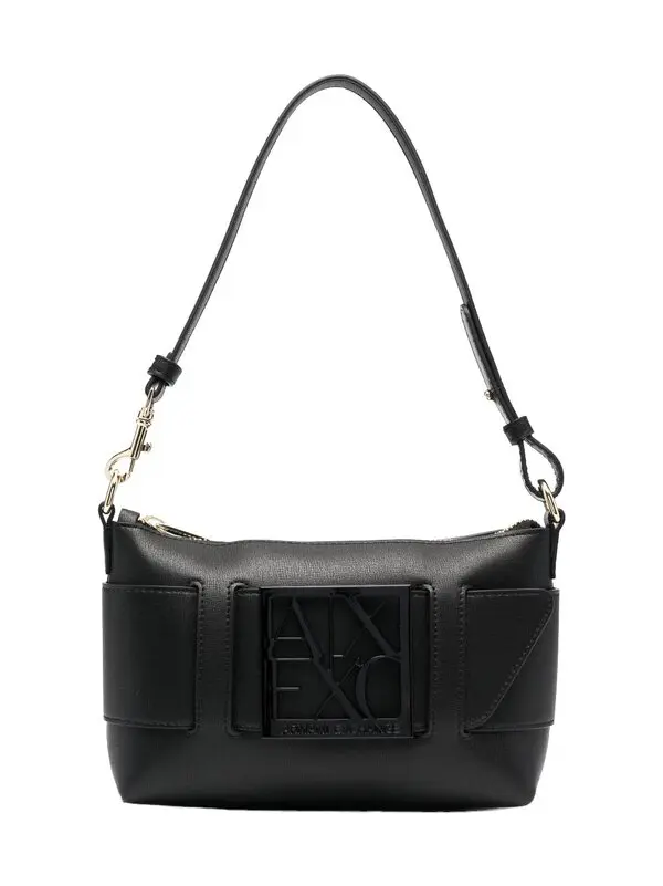 Armani Exchange Logo Embellished Shoulder Bag - Black