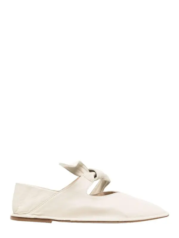 Hereu Leather Ballerina Shoes - White