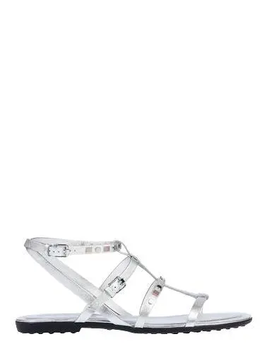 TOD'S Leather Gladiator Sandals - Silver