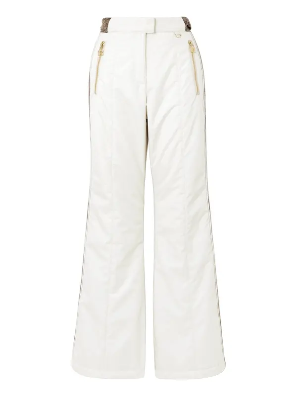 Balmain Canvas Jacquard-trimmed Flared Ski Pants - Ivory
