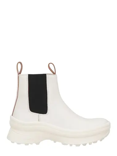 JIL SANDER Ivory Leather Ankle Boots - White