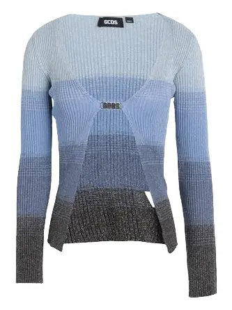 Gcds Knitted Lamé Cardigan - Blue