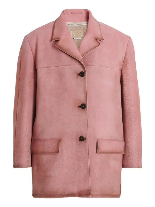 Prada Waxed Suede Boxy Coat - Pink