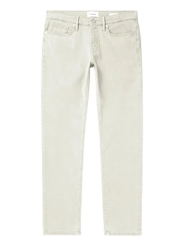 FRAME L'homme Slim-fit Lyocell-blend Trousers - Neutrals