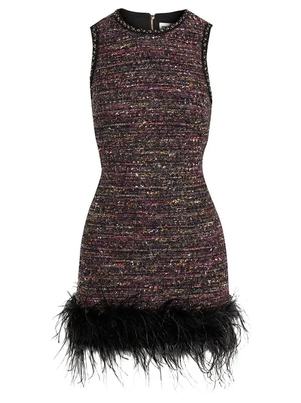 Rebecca Vallance Monet Embellished Tweed Mini Dress - Black