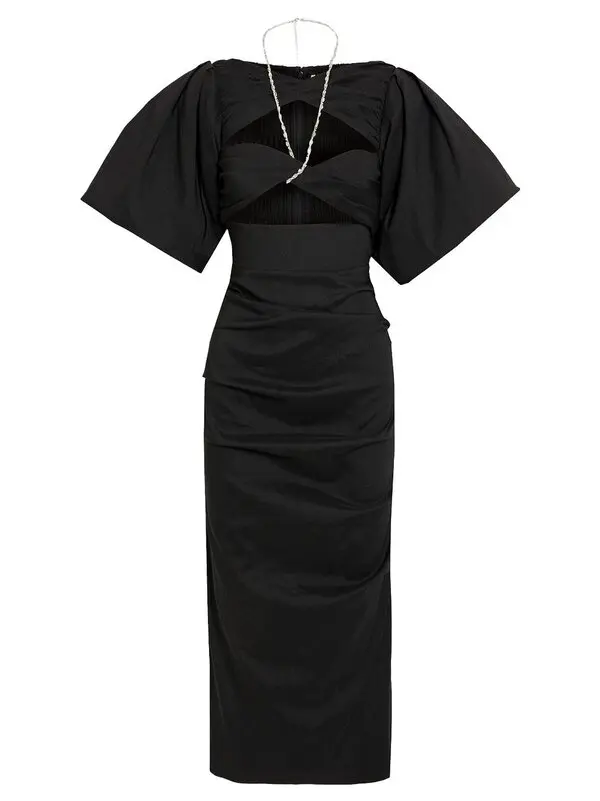 Rachel Gilbert Dahli Embellished Shantung Midi Dress - Black
