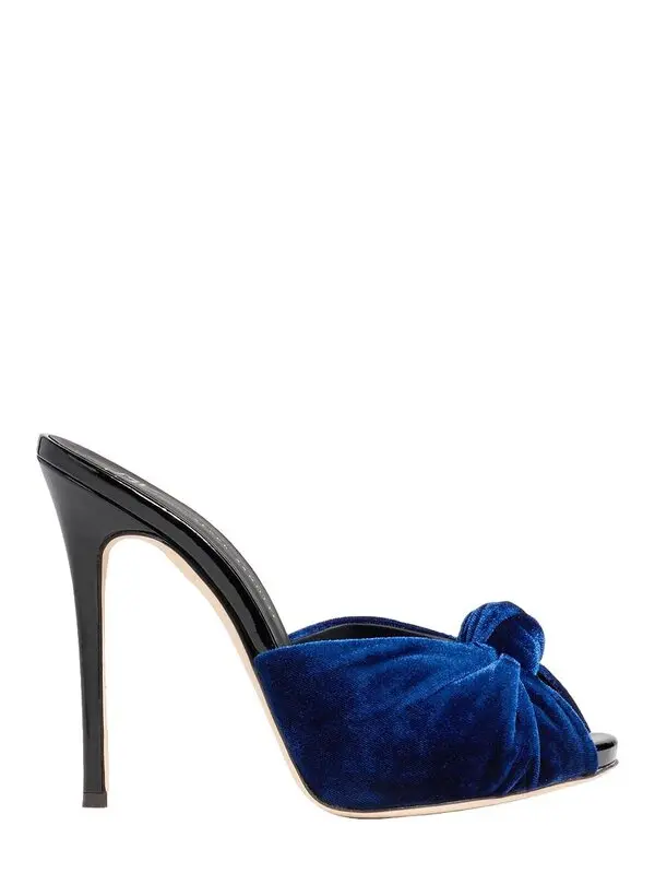 GIUSEPPE ZANOTTI Bridget 120 Knotted Velvet Mules - Royal Blue