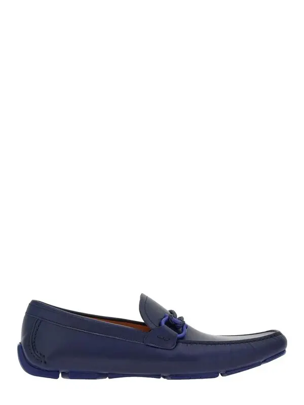 FERRAGAMO Gancini-plaque Driver Loafers - Blue