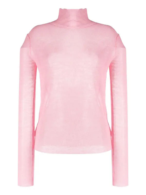 JIL SANDER Semi-sheer Logo-patch Jumper - Pink