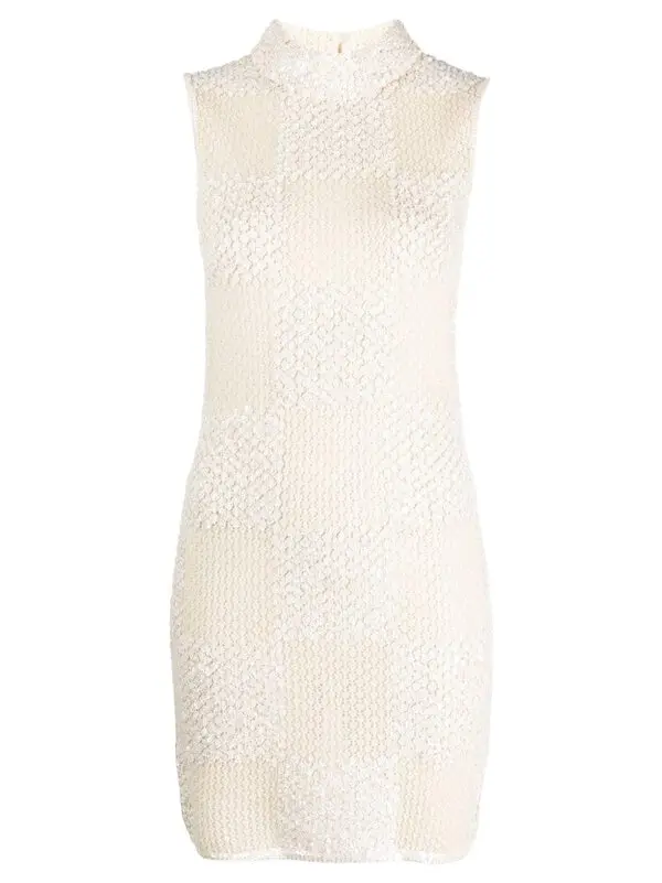 Casablanca Sequin-embellished Knit Dress - Neutrals