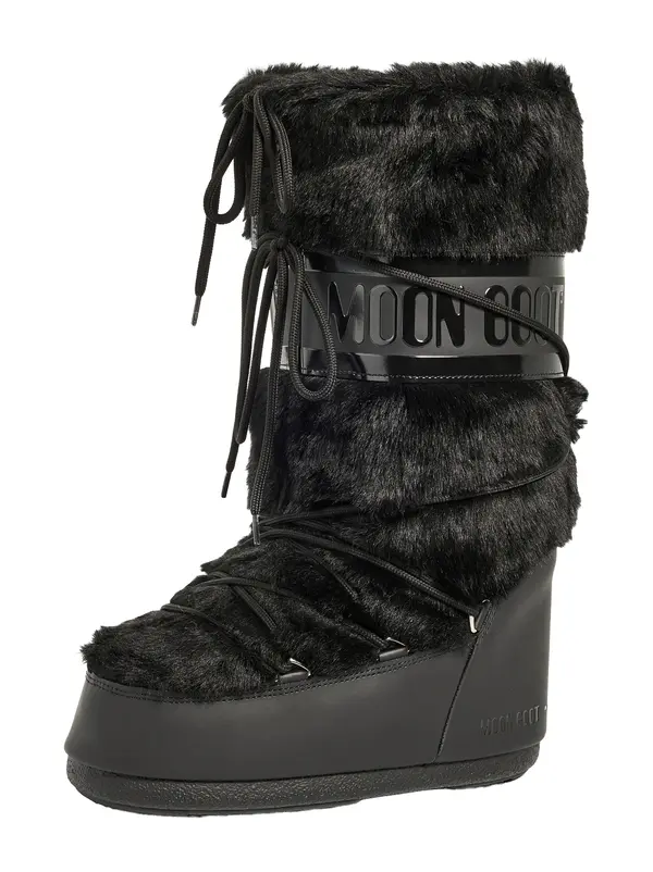 Moon Boot Icon Faux Fur Boots - Black