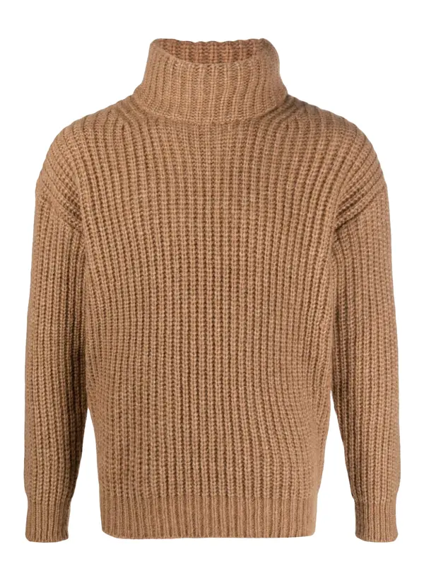 ROBERTO COLLINA Roll-neck Chunky-knit Jumper - Brown