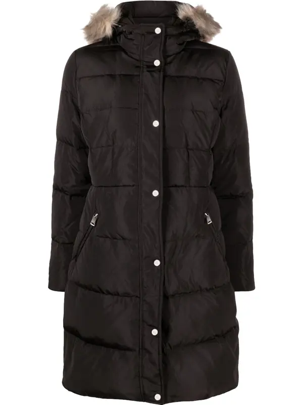 Ralph Lauren Faux-fur Trim Quilted Coat - Black