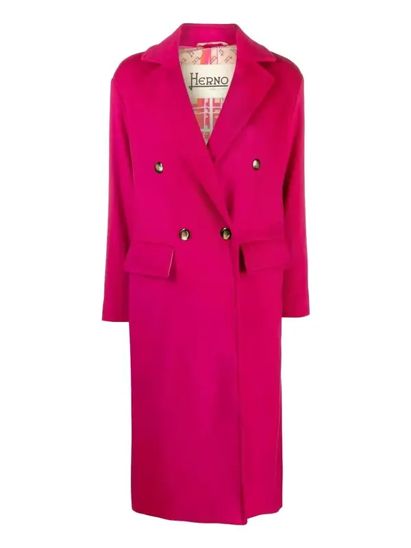 Herno Double-breasted Virgin Wool Coat - Pink