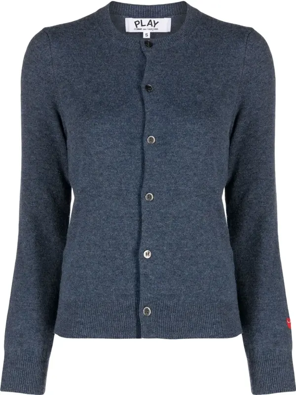 Play Comme Des Garcon Mélange-effect Wool Cardigan - Blue