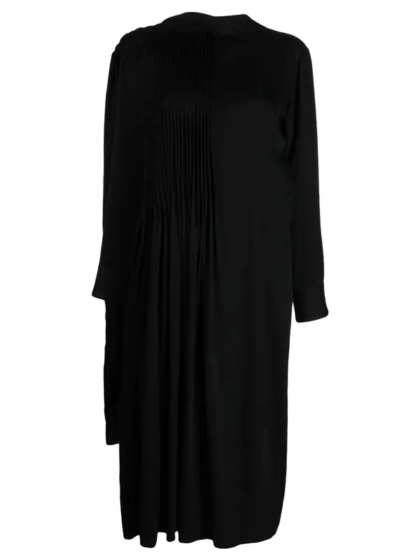 Yohji Yamamoto Draped Asymmetric Midi Dress - Black