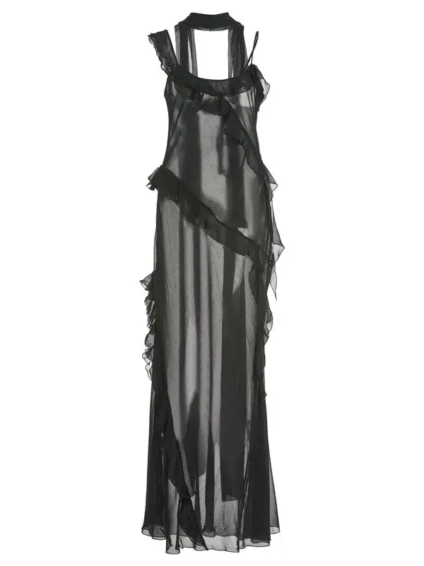 SIEDRES Monica Ruffled Maxi Dress - Black