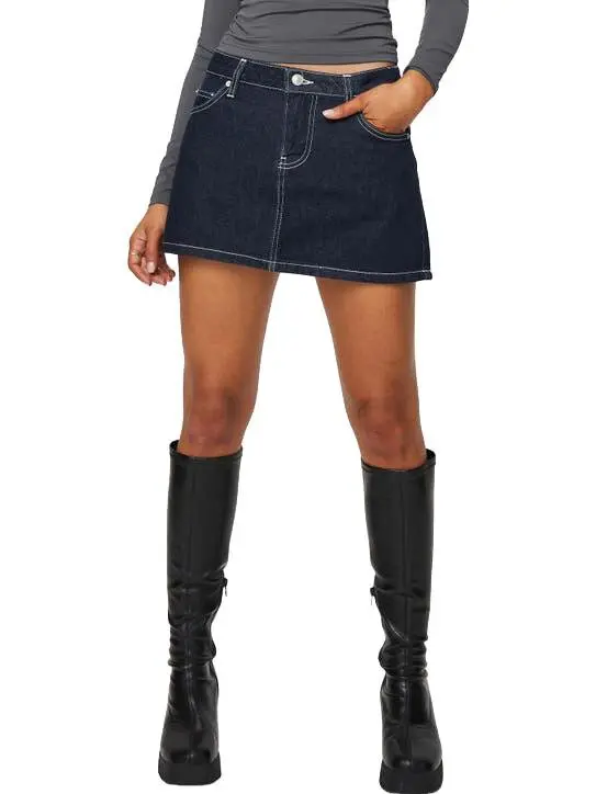 Princess Polly Bracken Low Rise Denim Miniskirt - Navy