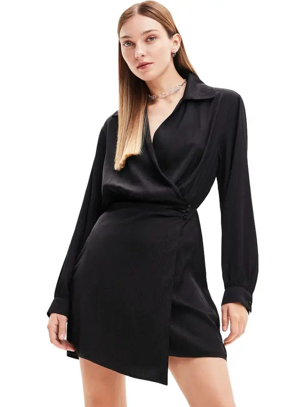 Desigual Matisse Long Sleeve Wrap Dress - Black