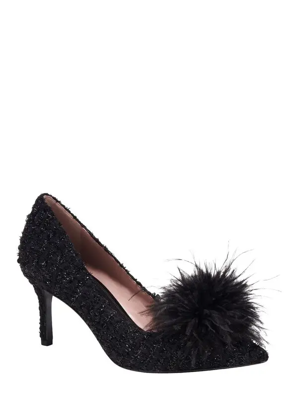 Kate Spade New York Marabou Pointed Toe Pump - Black